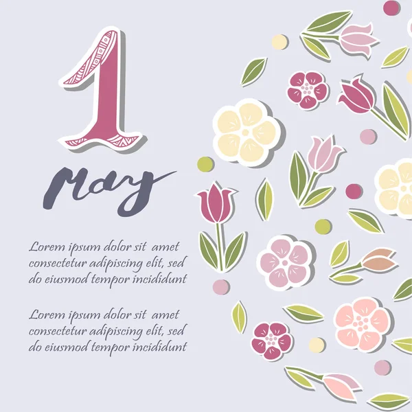 First May Text Isolated Background Flowers Template International Labor ...