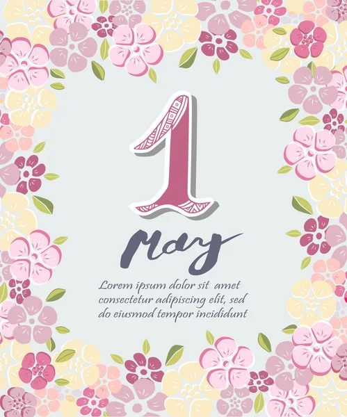 First May Text Isolated Background Flowers Template International Labor ...