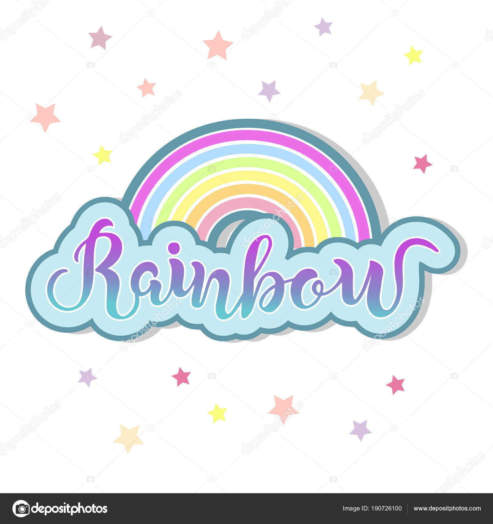 Rainbow Isolated Background Hand Drawn Lettering Rainbow Logo Patch ...
