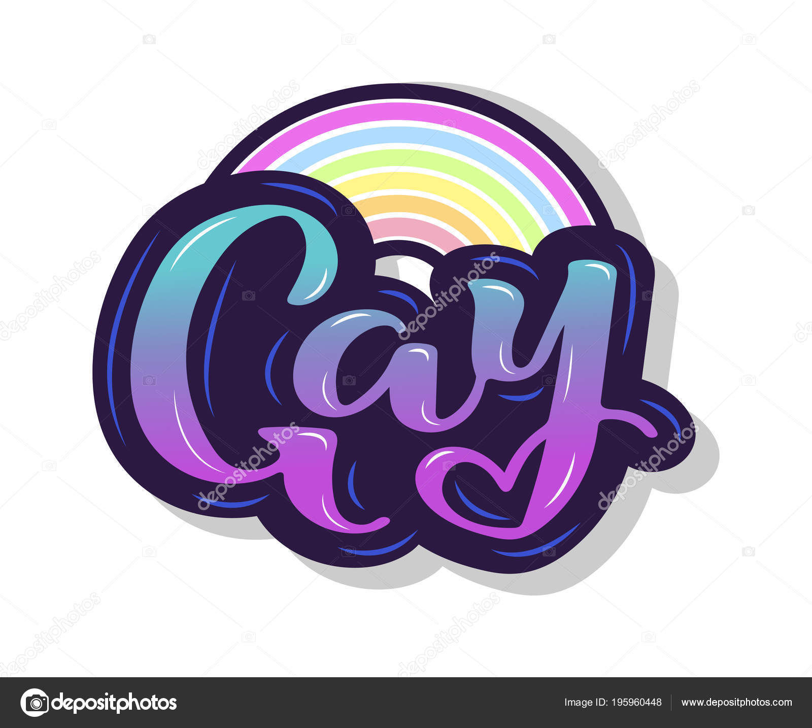 Gay Text Rainbow Background Hand Drawn Lettering Gay Logo Badge Stock ...
