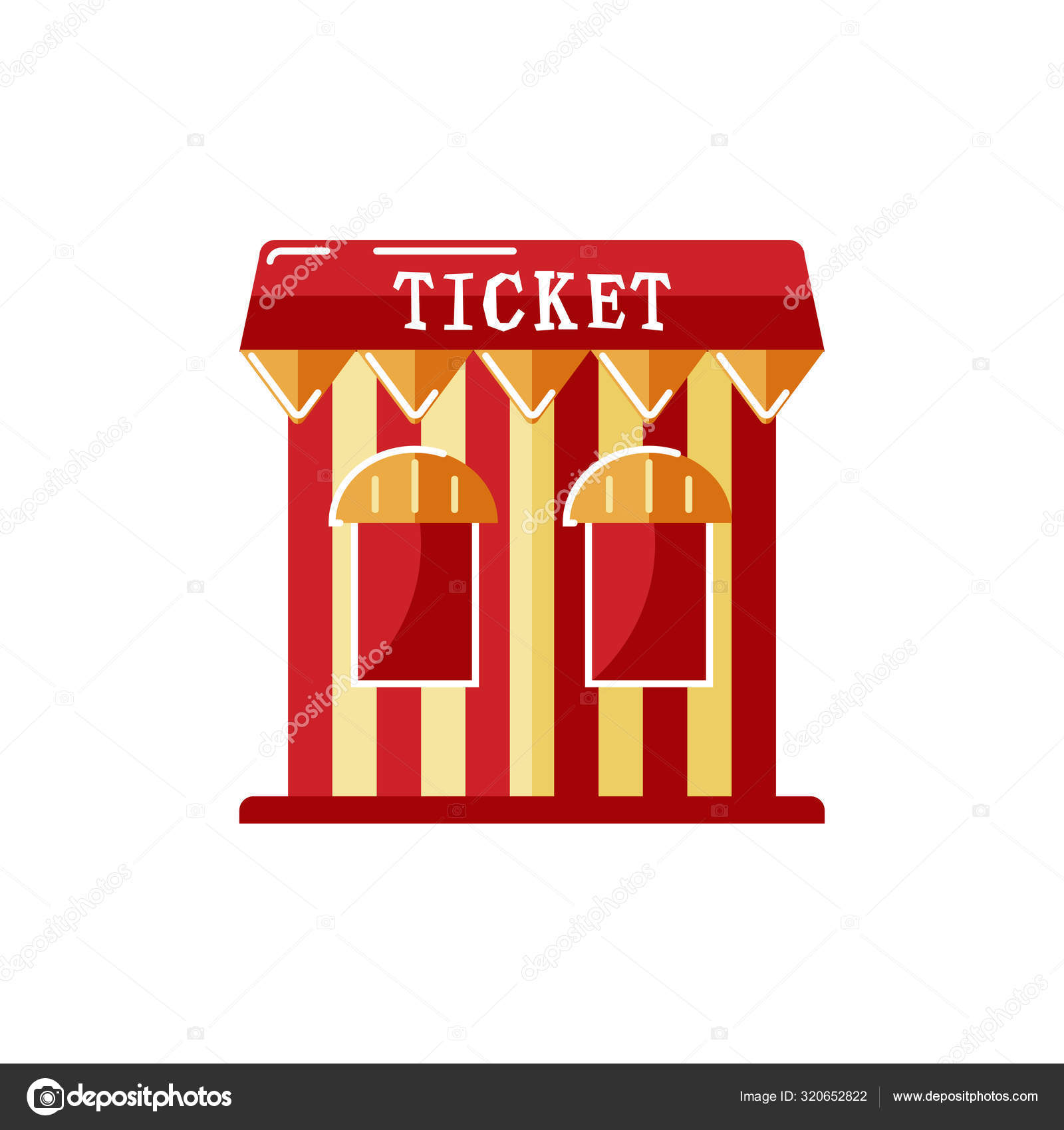 Ticket Booth Vector Illustration White Background Flat Line Style ...