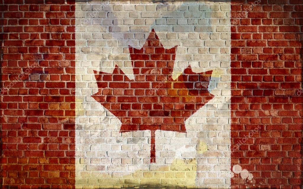 Canadian flag painted on a brick wall — Stock Photo © flydragon #139371330