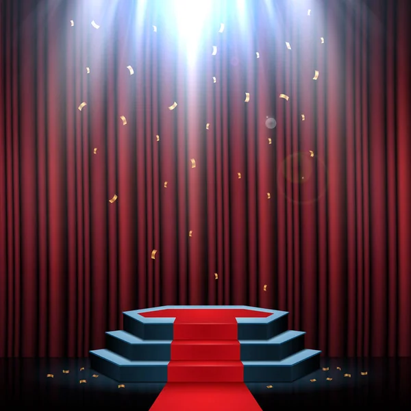 Vector Illustration Showtime Banner Podium Red Carpet Illuminated ...