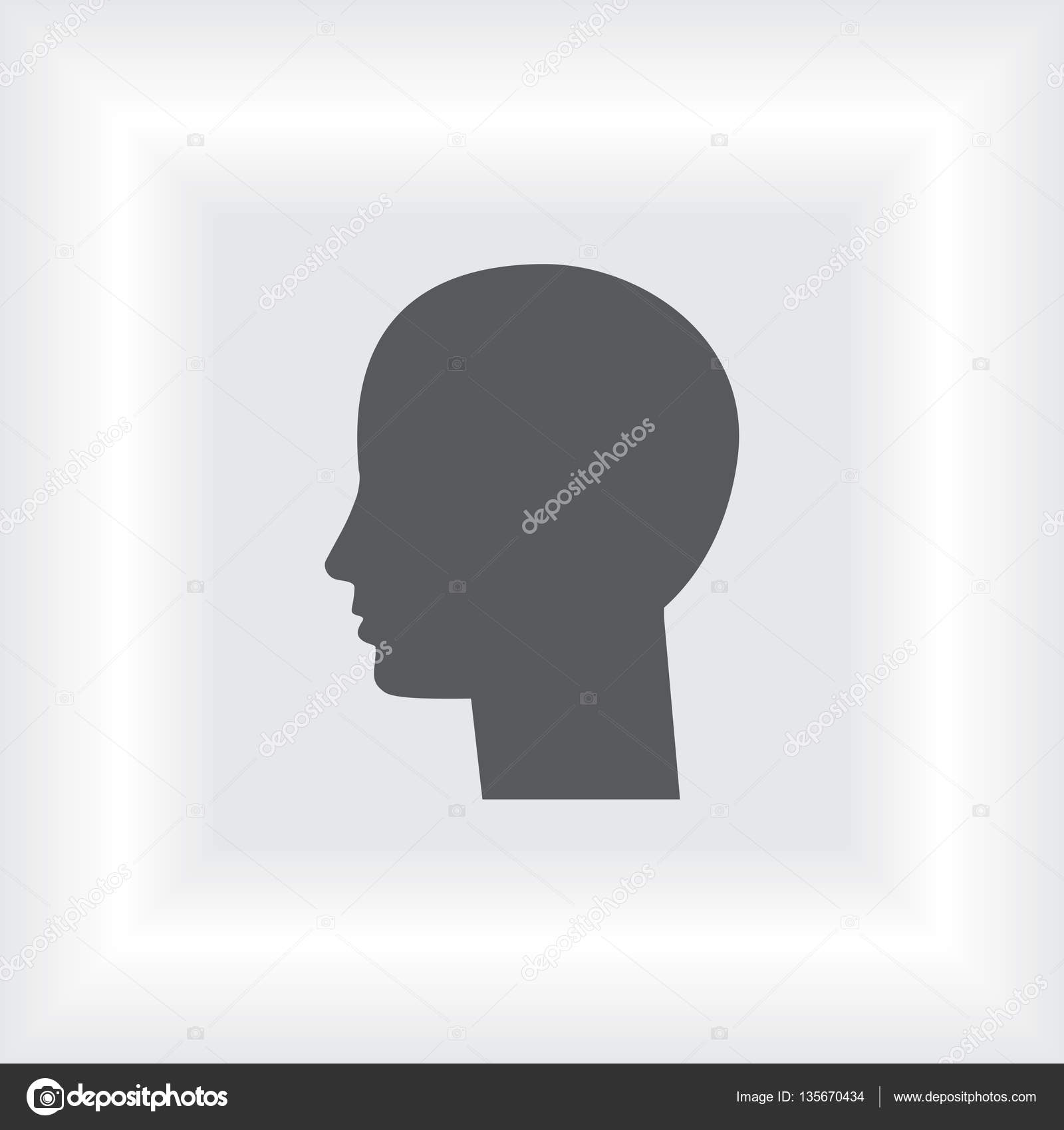 Man head icon, button, isolated on a grey background. Vector. Stock ...