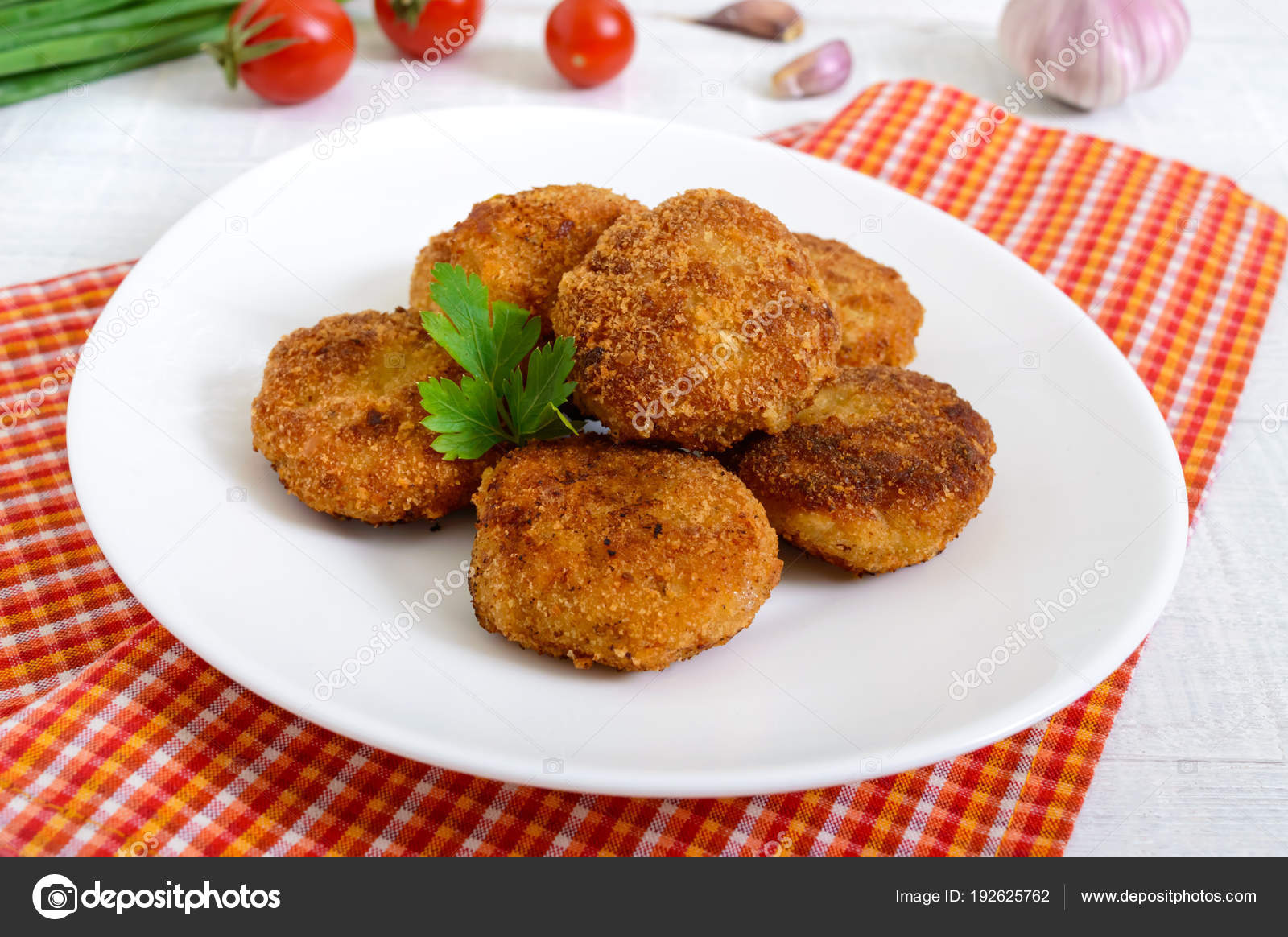 Cutlets Juicy Meat Cutlets White Plate Wooden Background Stock Photo by ...