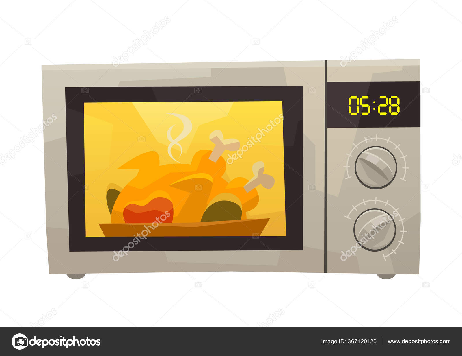 Microondas Dibujos Animados Aislados Vector Fondo Blanco Vector de ...