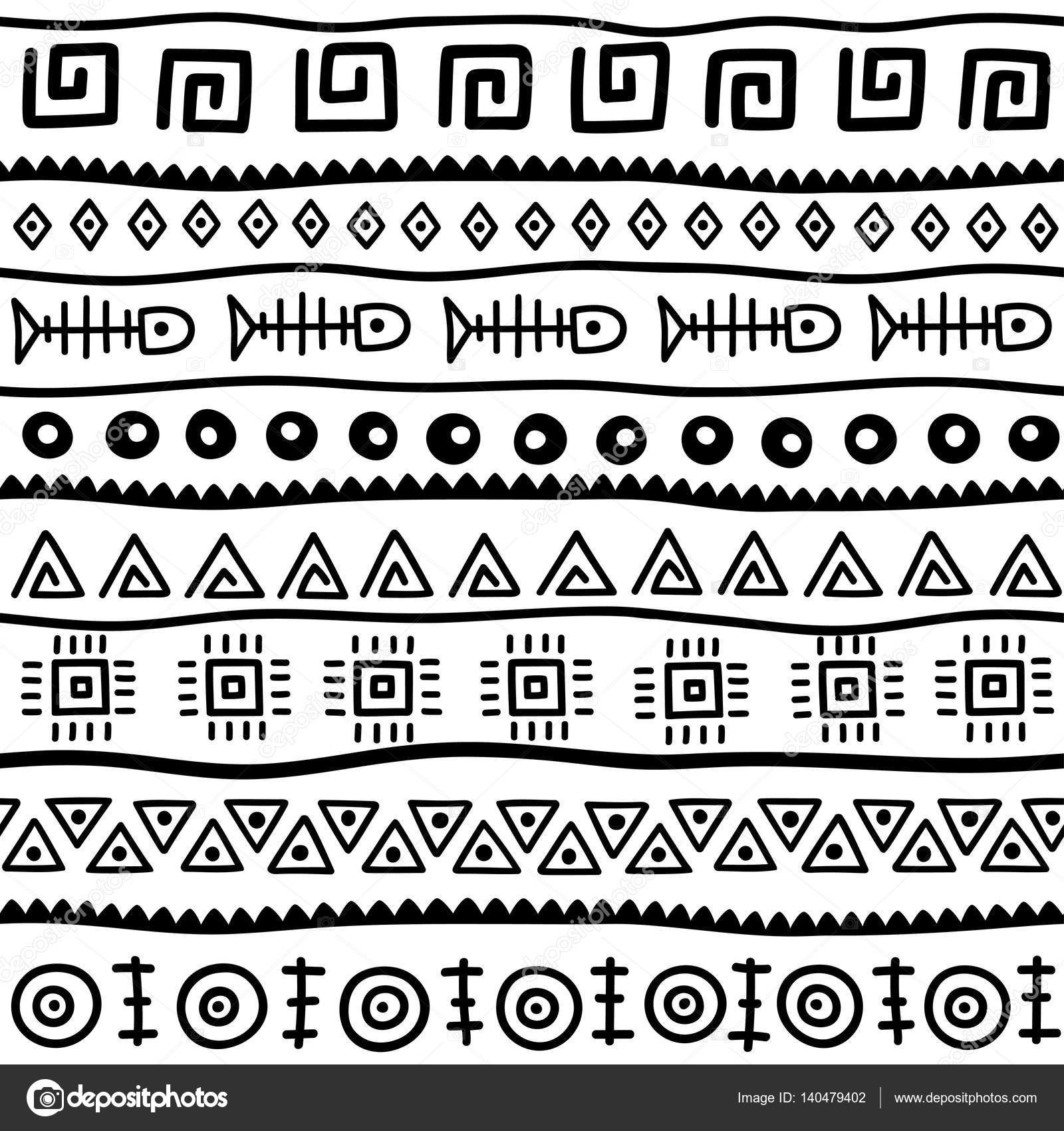 Seamless pattern in ethnic style. Ornamental element African theme. Set ...