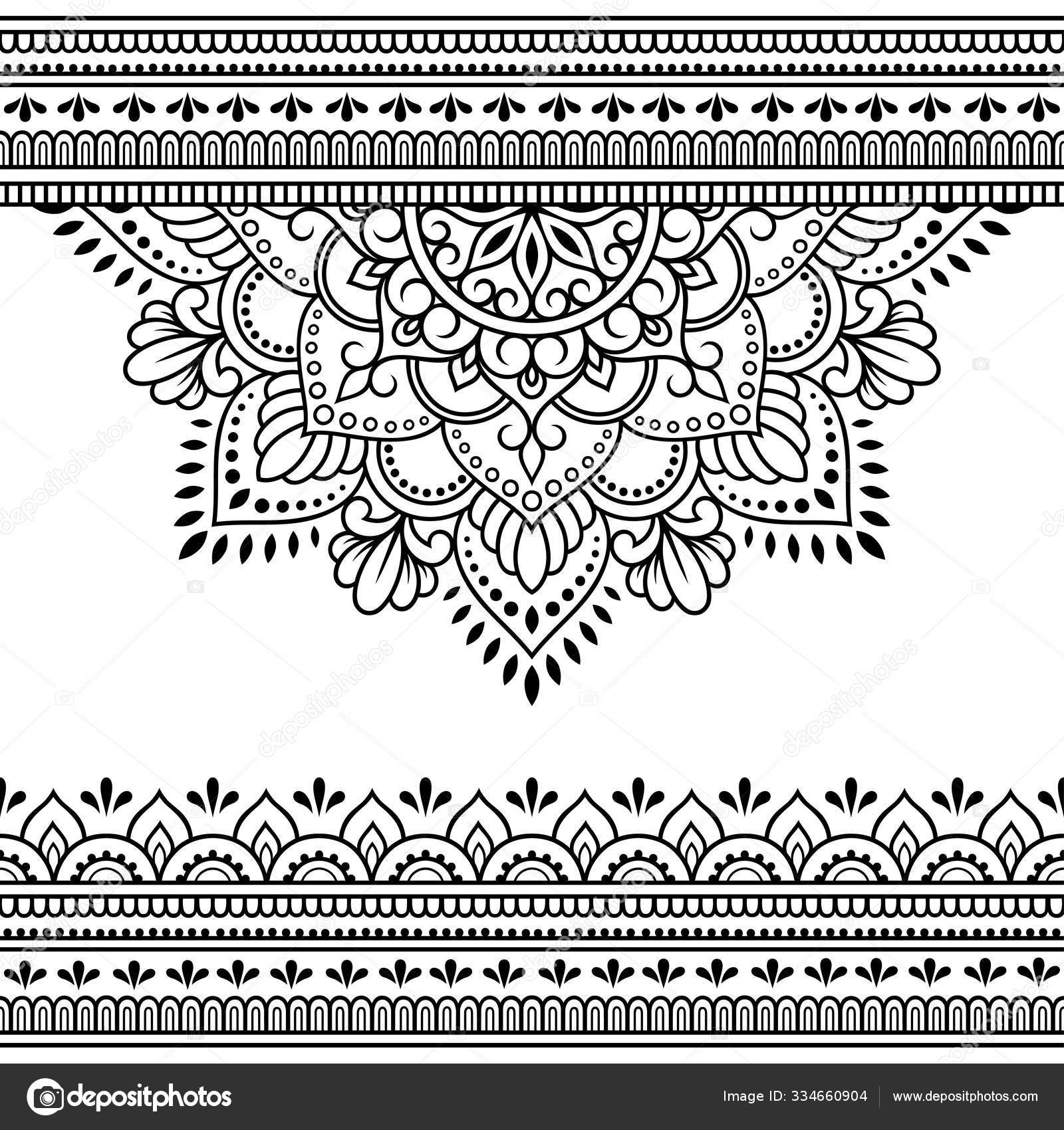 Seamless Borders Mandala Design Application Henna Mehndi Tattoo ...