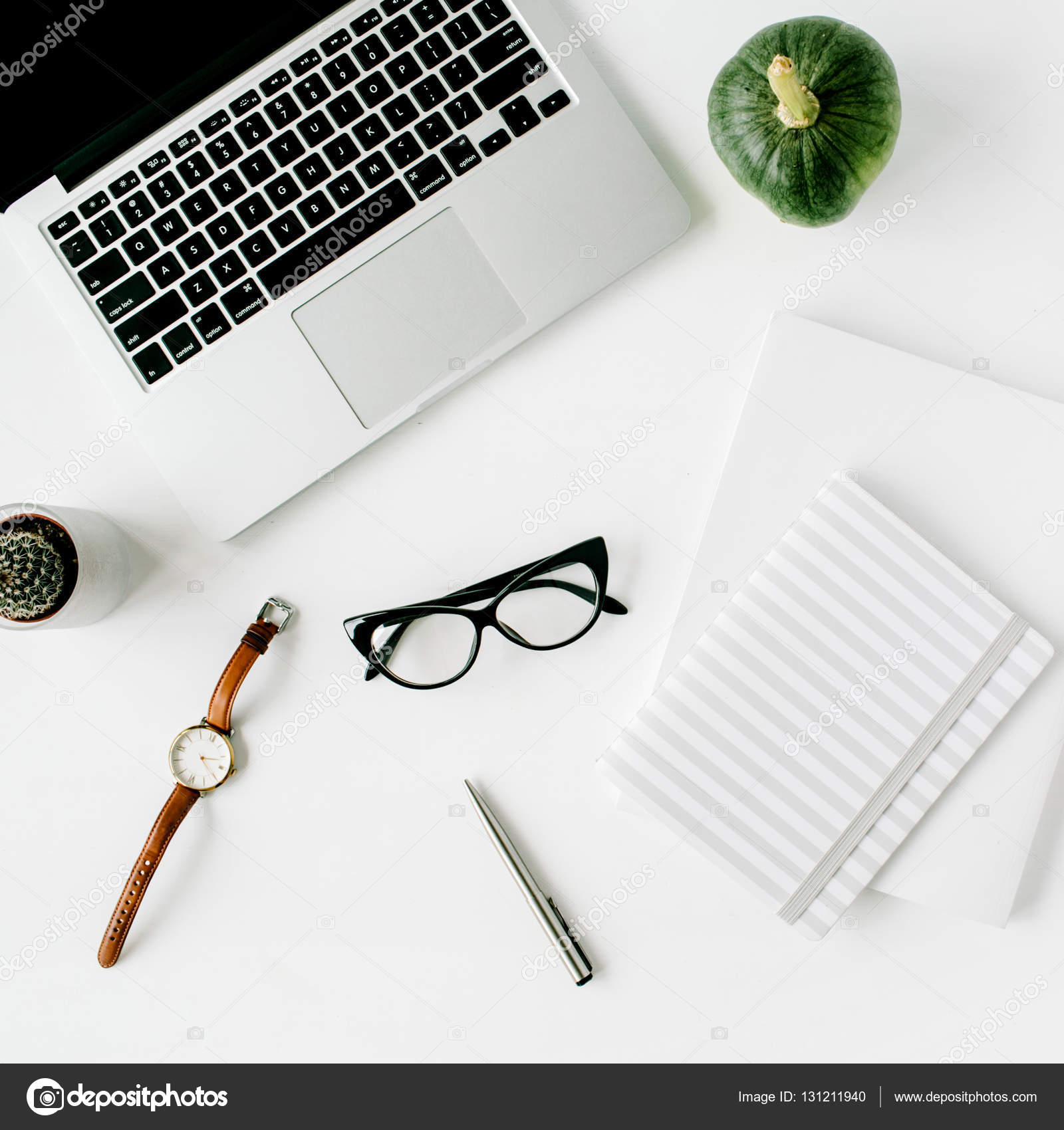 Top view office desk Stock Photo by ©maximleshkovich 131211940