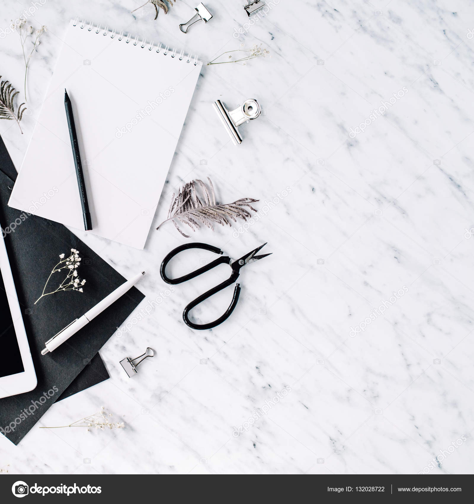 Marble background workspace Stock Photo by ©maximleshkovich 132028722