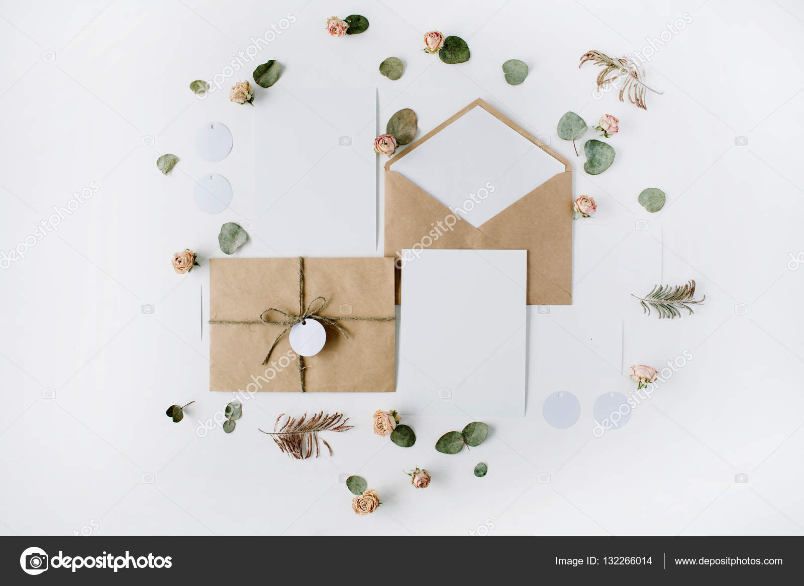 Wedding invitation cards, craft envelopes Stock Photo by ...