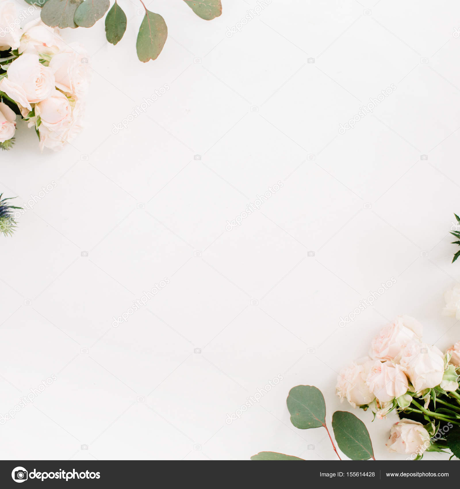 Border frame made of beige rose flowers Stock Photo by ©maximleshkovich ...
