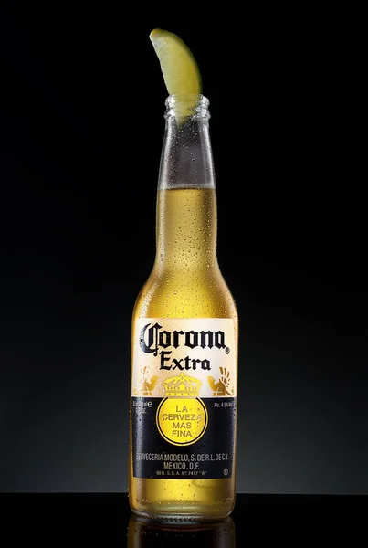 Bottle Cold Corona Extra Beer Black Background – Stock Editorial Photo ...