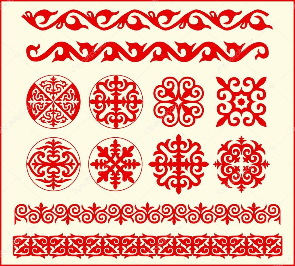 Кыргызский орнамент. Национальные орнаменты Кыргызской — Векторное ...