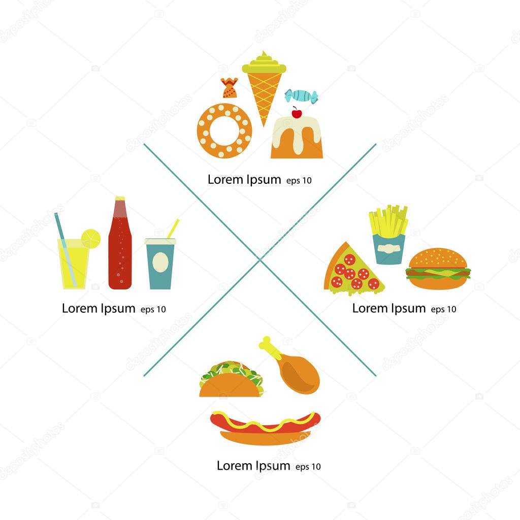 Flat fast food menu icons Stock Vector Image by ©tatianastulbo.gmail ...
