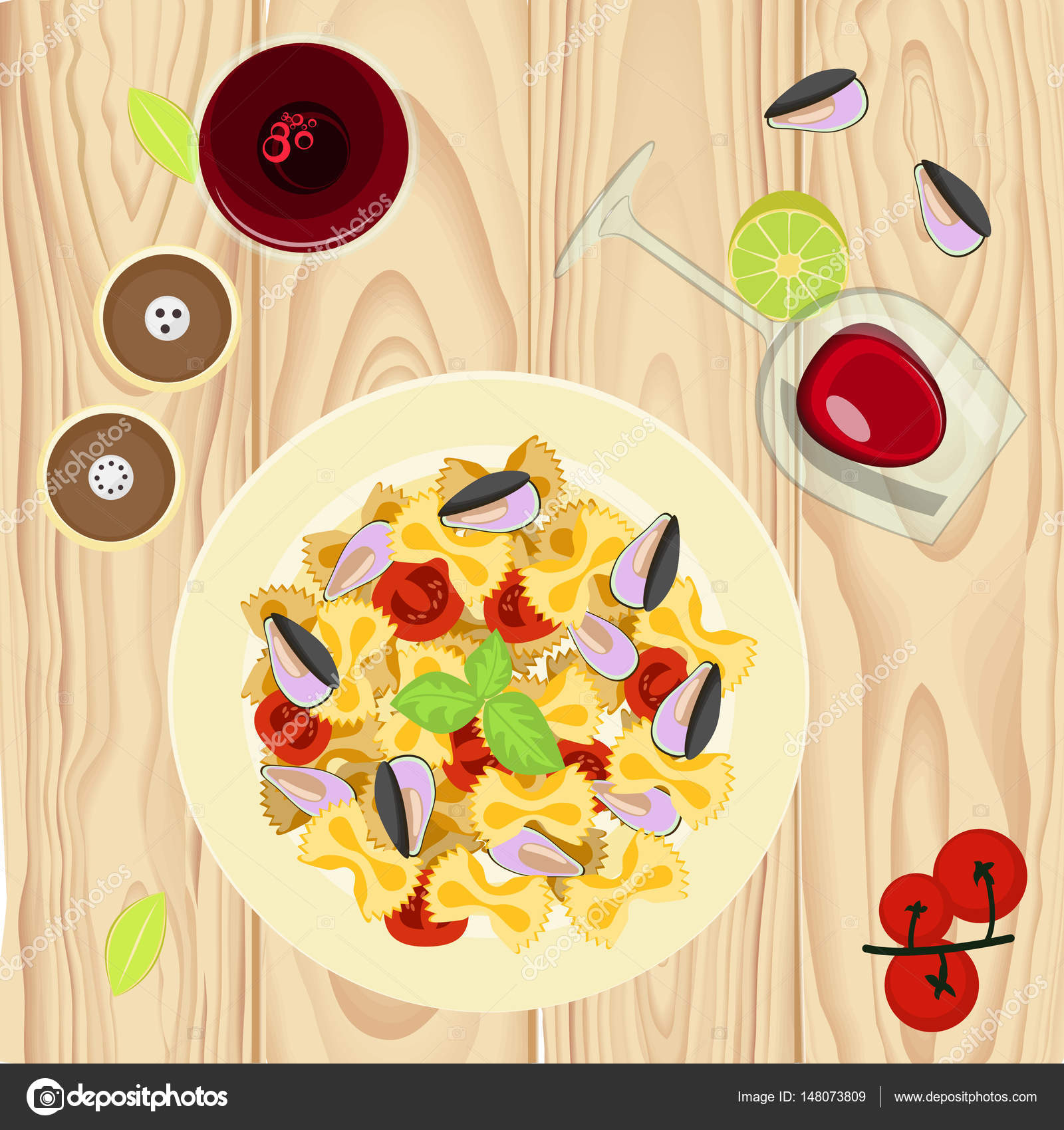 Farfalle pasta with mussels Stock Vector Image by ©tatianastulbo.gmail ...