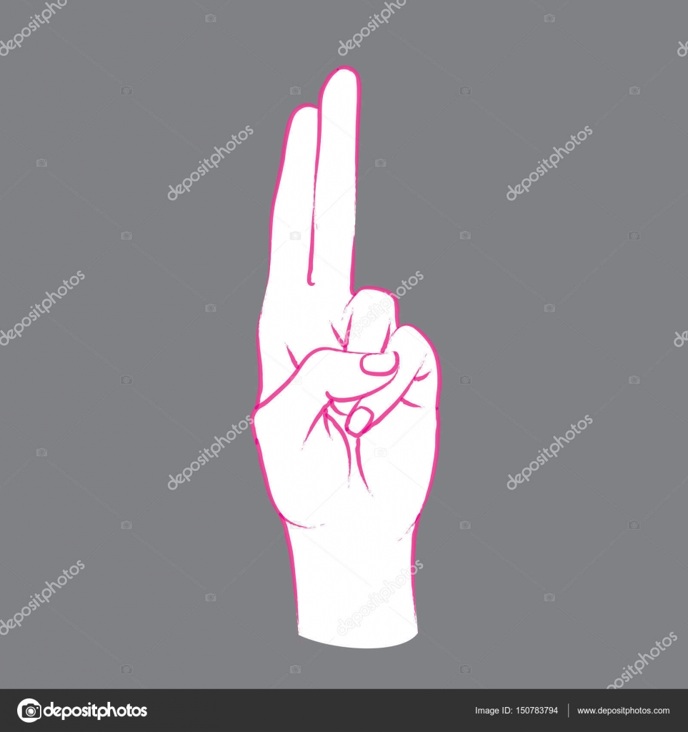 Gesture. Female hand with index and middle finger connect and up. Stock ...