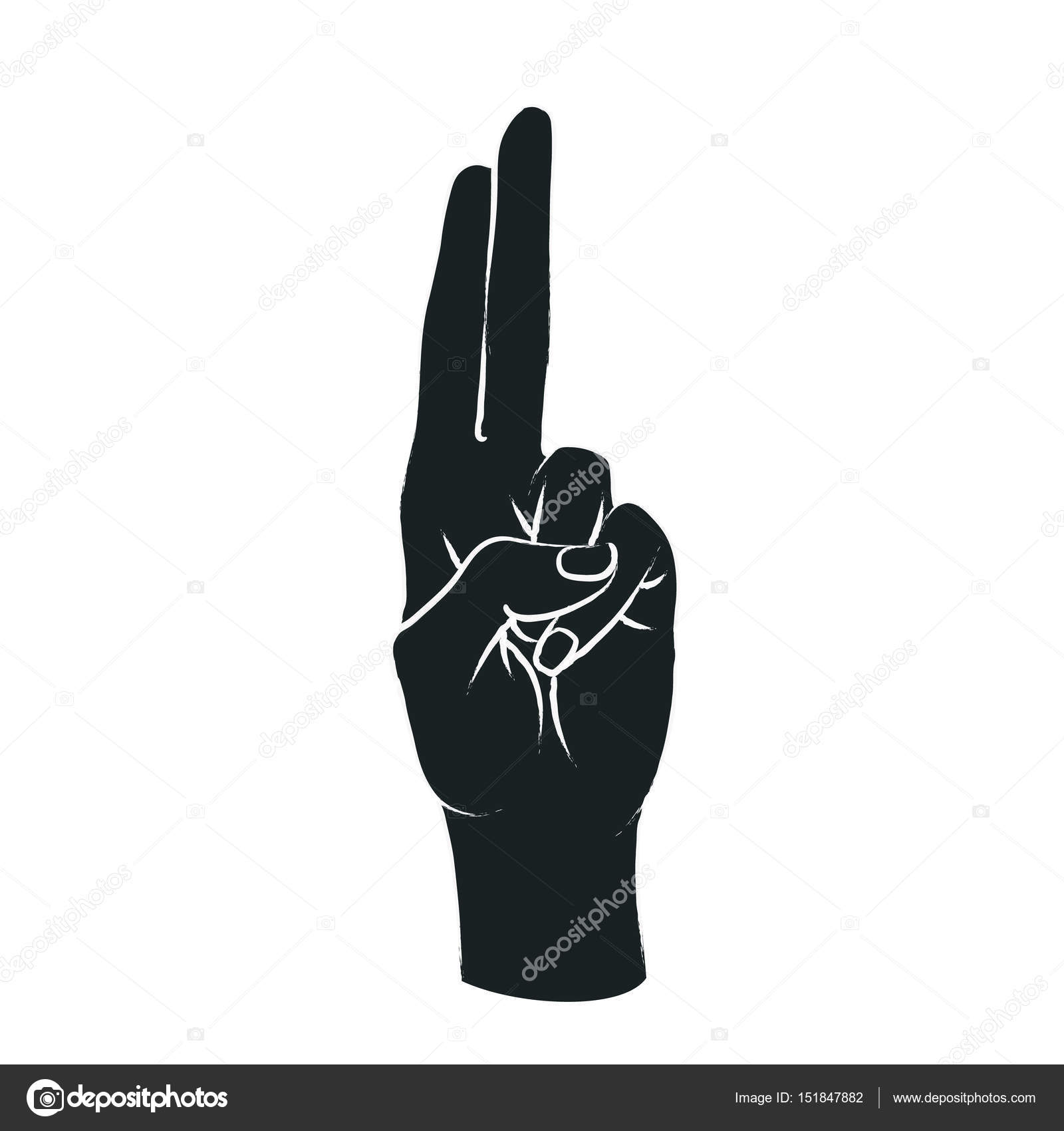 Gesture. Female hand with index and middle finger connect and up ...