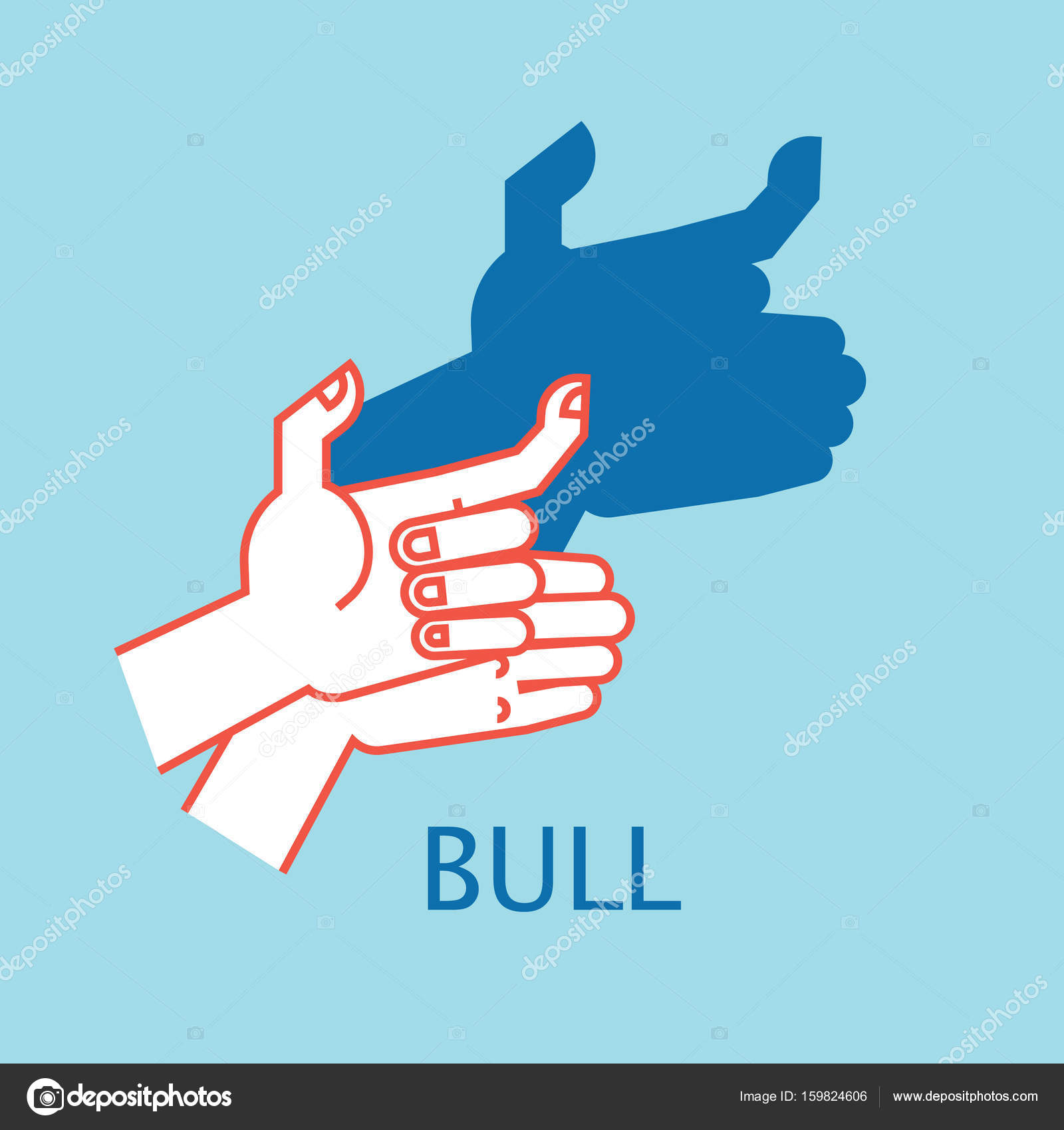 Shadow Theater. Hands gesture like bull. Vector illustration of Shadow ...