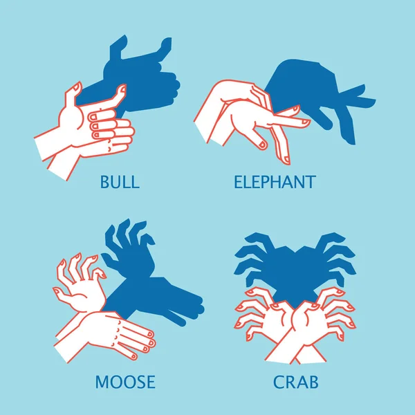 Shadow Theater. Hands gesture like flying bird. Vector illustration of ...
