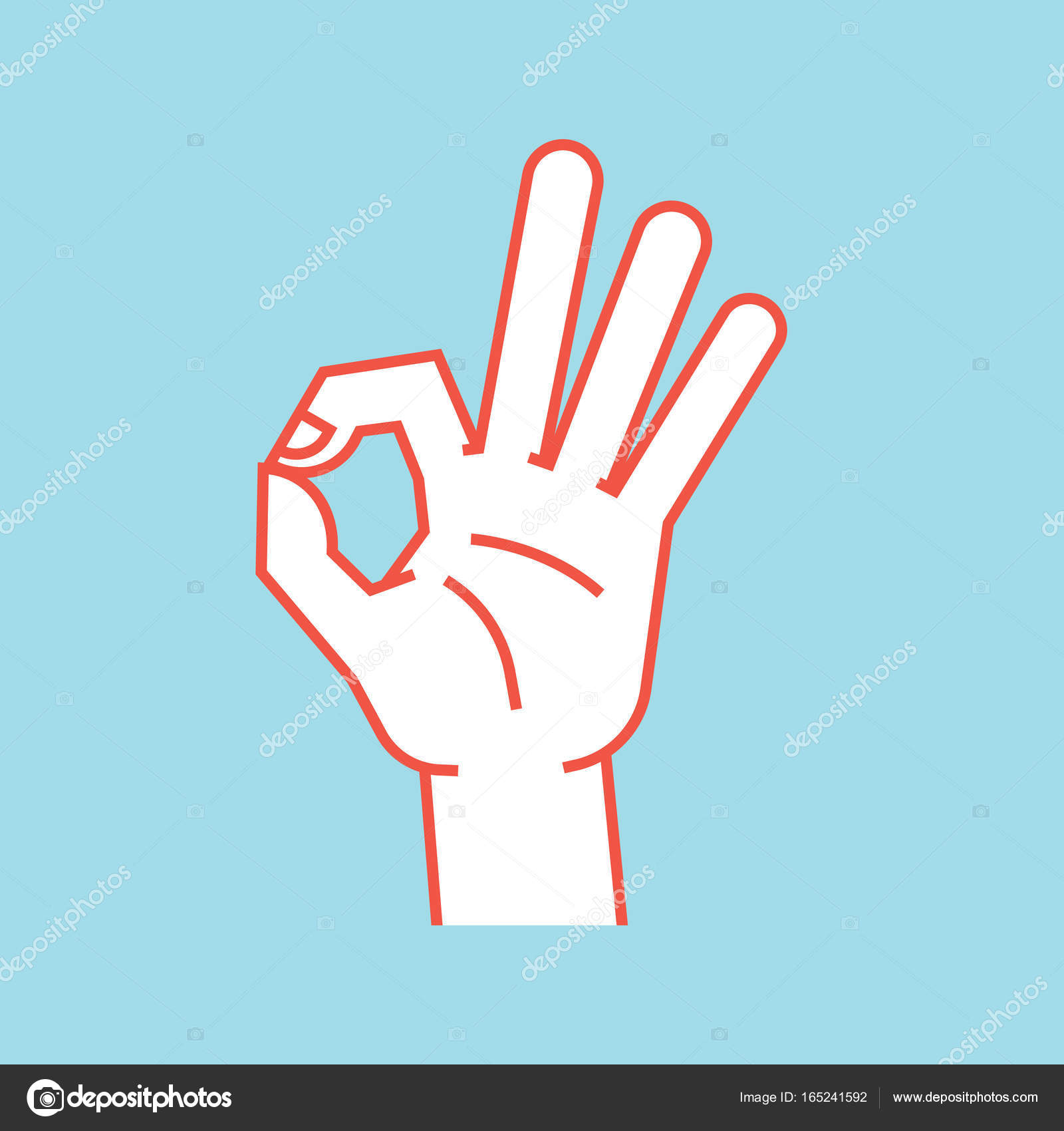 Gesture. Okay sign. Stylized hand with index and thumb making circle ...