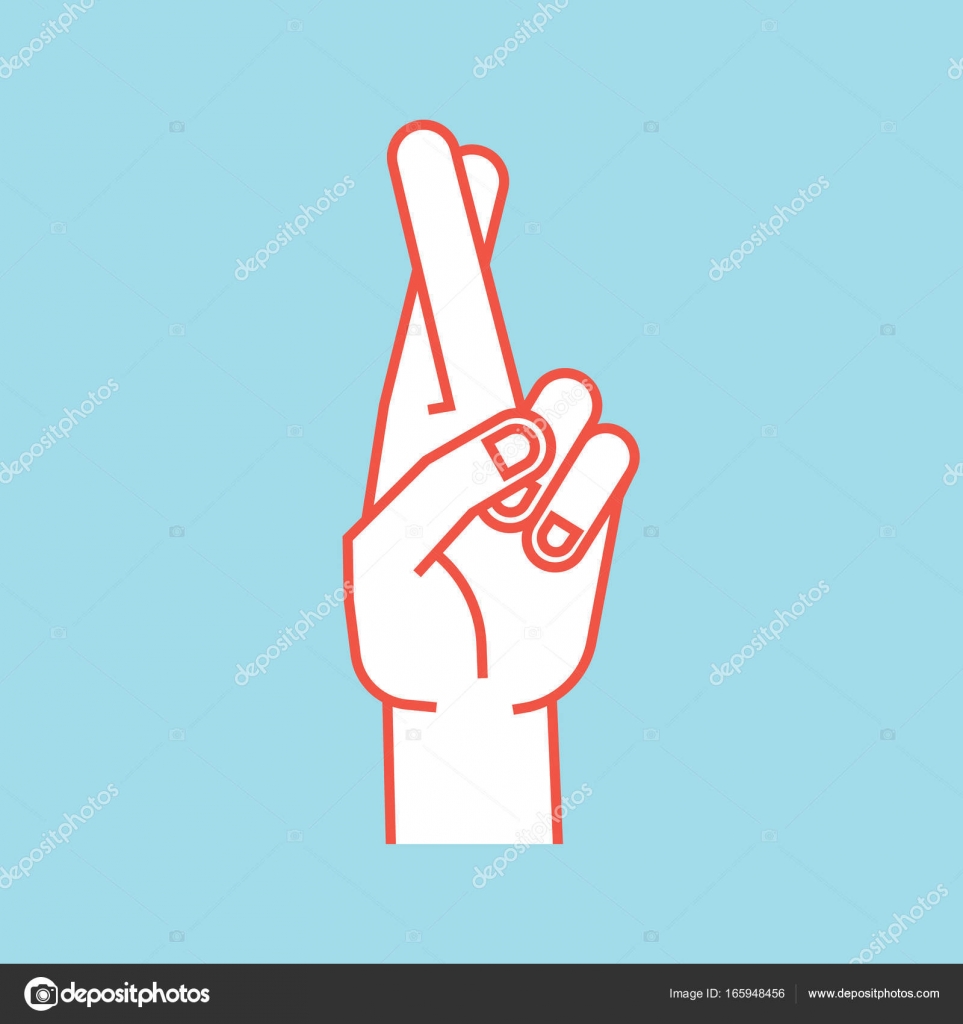Un gesto. Signo afortunado. Mano estilizada con dos dedos cruzados ...