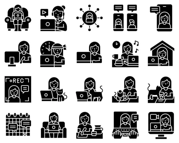 Work Home Icon Set Female Version Line Style Stock Vector by ©lukpedclub.gmail.com 372523064