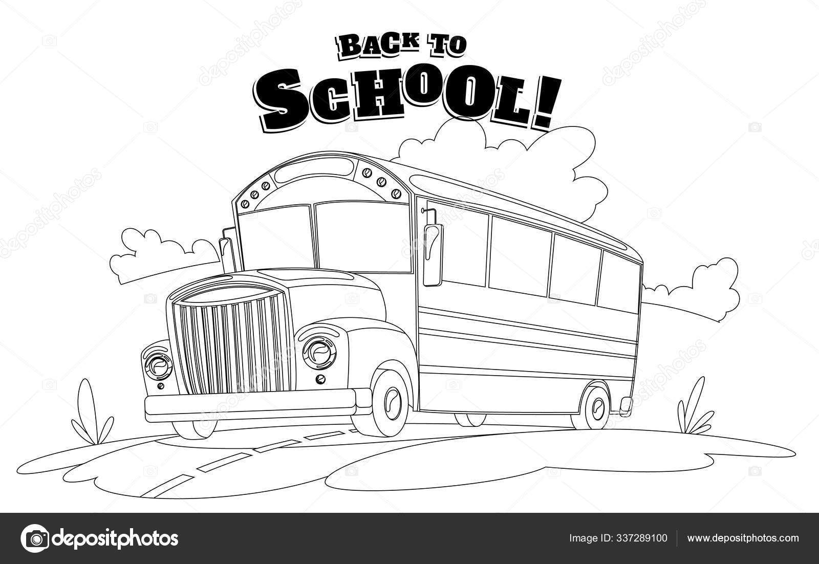 Classic american old school bus. Back to school. Ride on road. Free ...