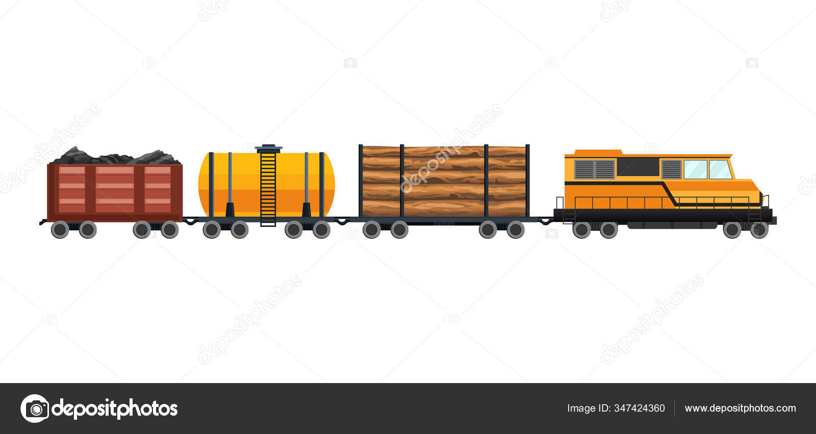 Freight train cargo cars with Container and box freight train. Rolling ...