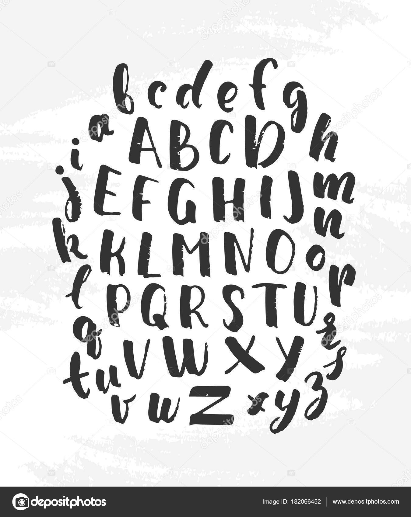Vector illustration: Hand Drawn English grunge alphabet letters on ...
