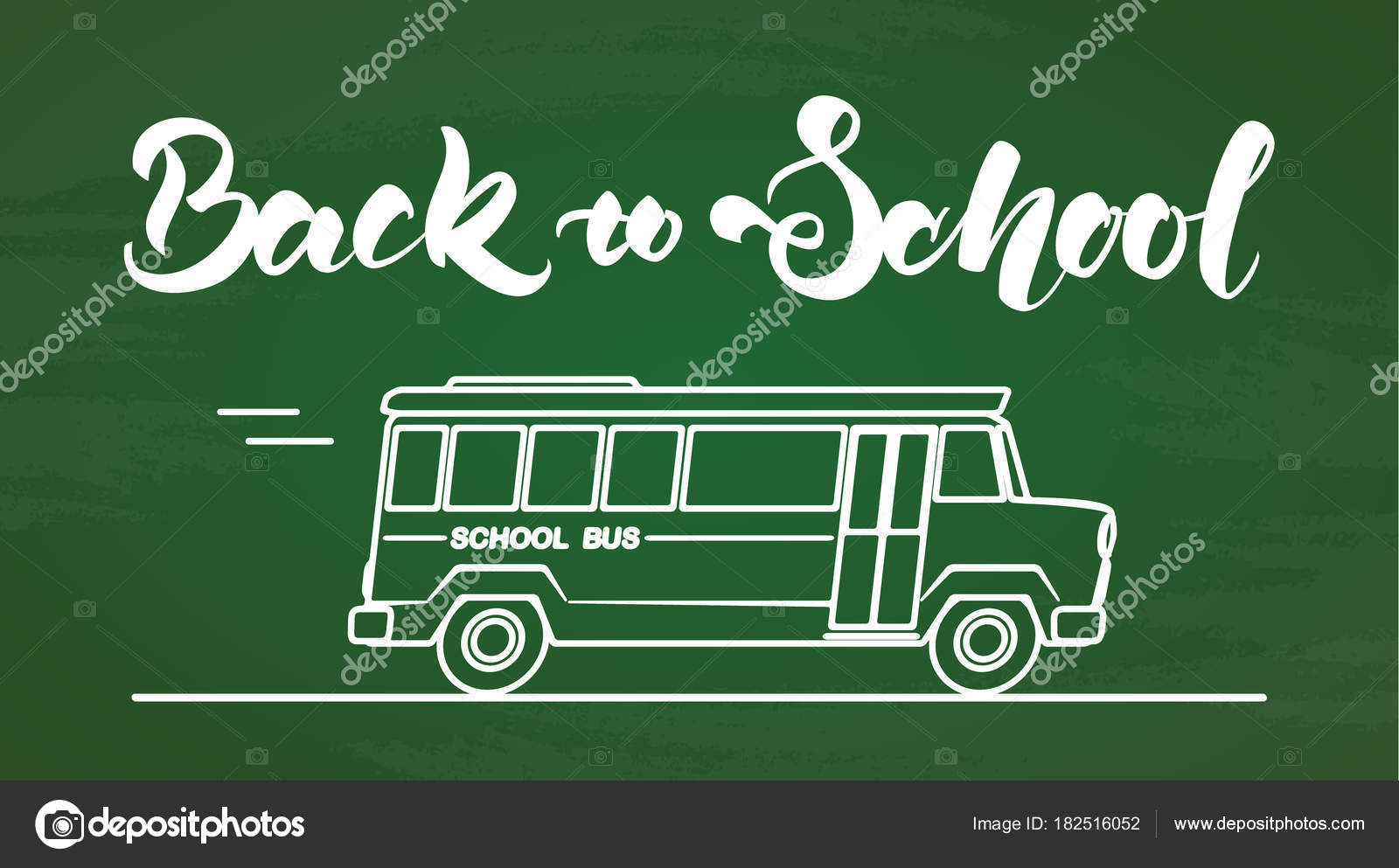 Letras manuscritas de Regreso a la Escuela con Bus en el fondo de ...