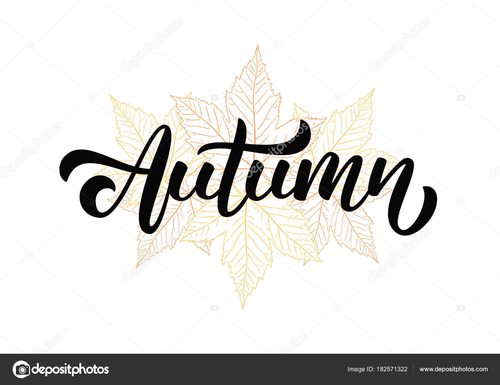 Escritura manuscrita composición de otoño a mano dibujado hojas de ...