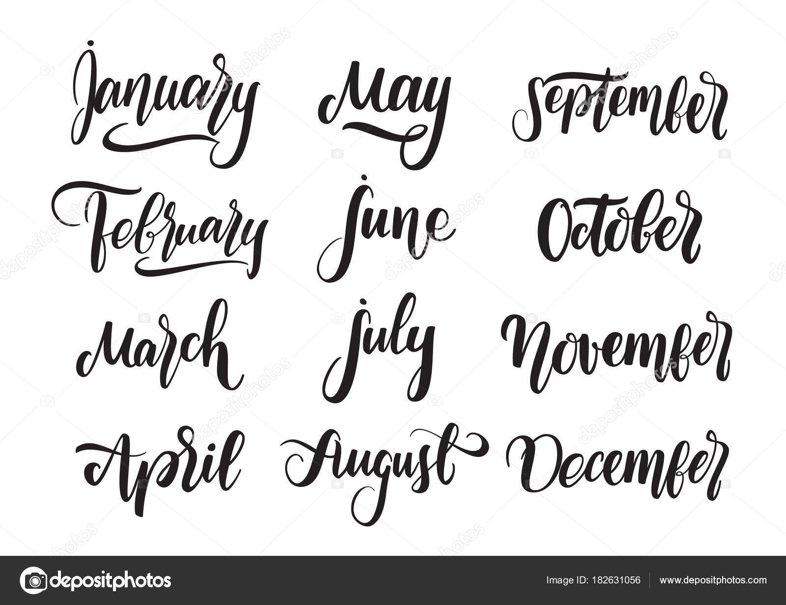Caligrafía Meses Del Año AGOSTO Meses Del Año Serie Letras De
