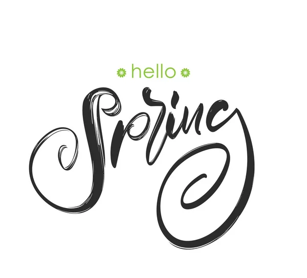 Vector illustration: Handwritten lettering of Spring. Hand drawn modern ...