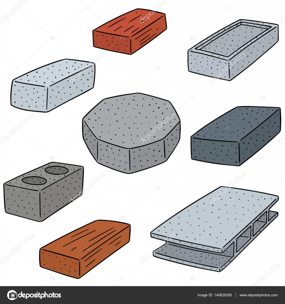 Vector set of concrete construction block Stock Vector by ...