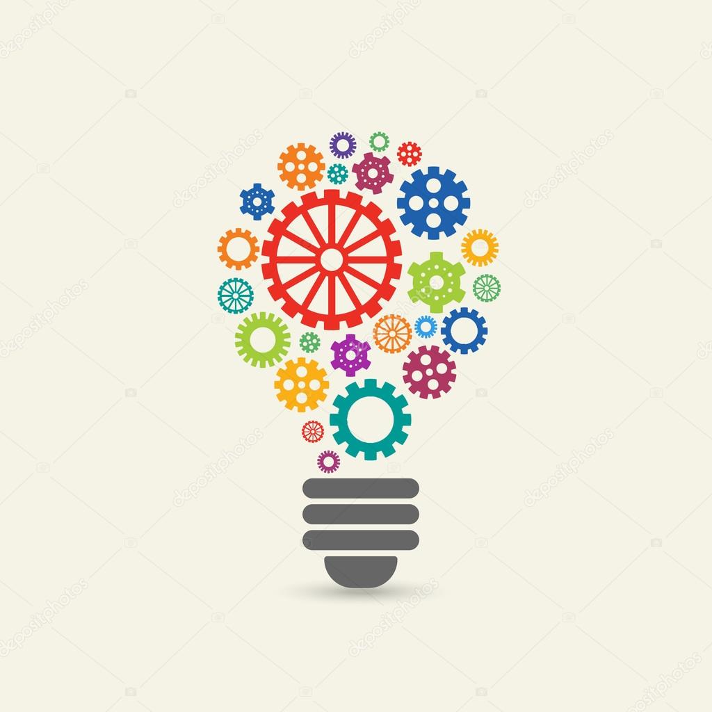 Light bulb with gears and cogs working together. — Stock Vector ... Light bulb with gears and cogs working together. — Stock Vector ...