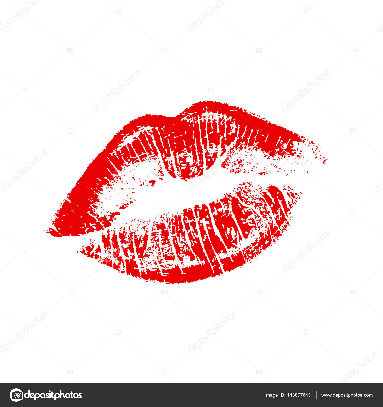 Rouge à lèvres rouge baiser sur fond blanc. Illustration vectorielle ...