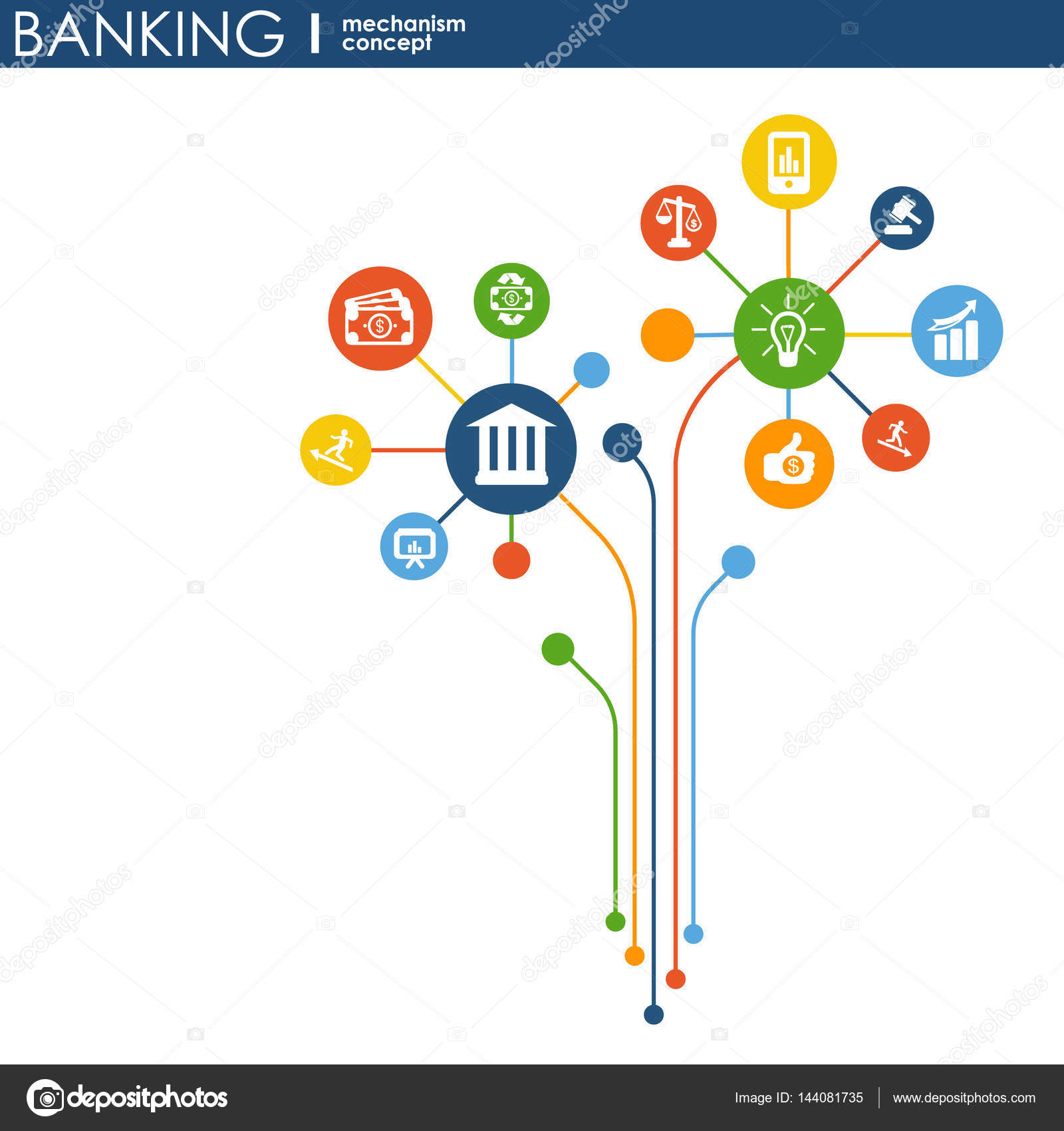 Banking mechanism. Abstract background with connected gears and ...