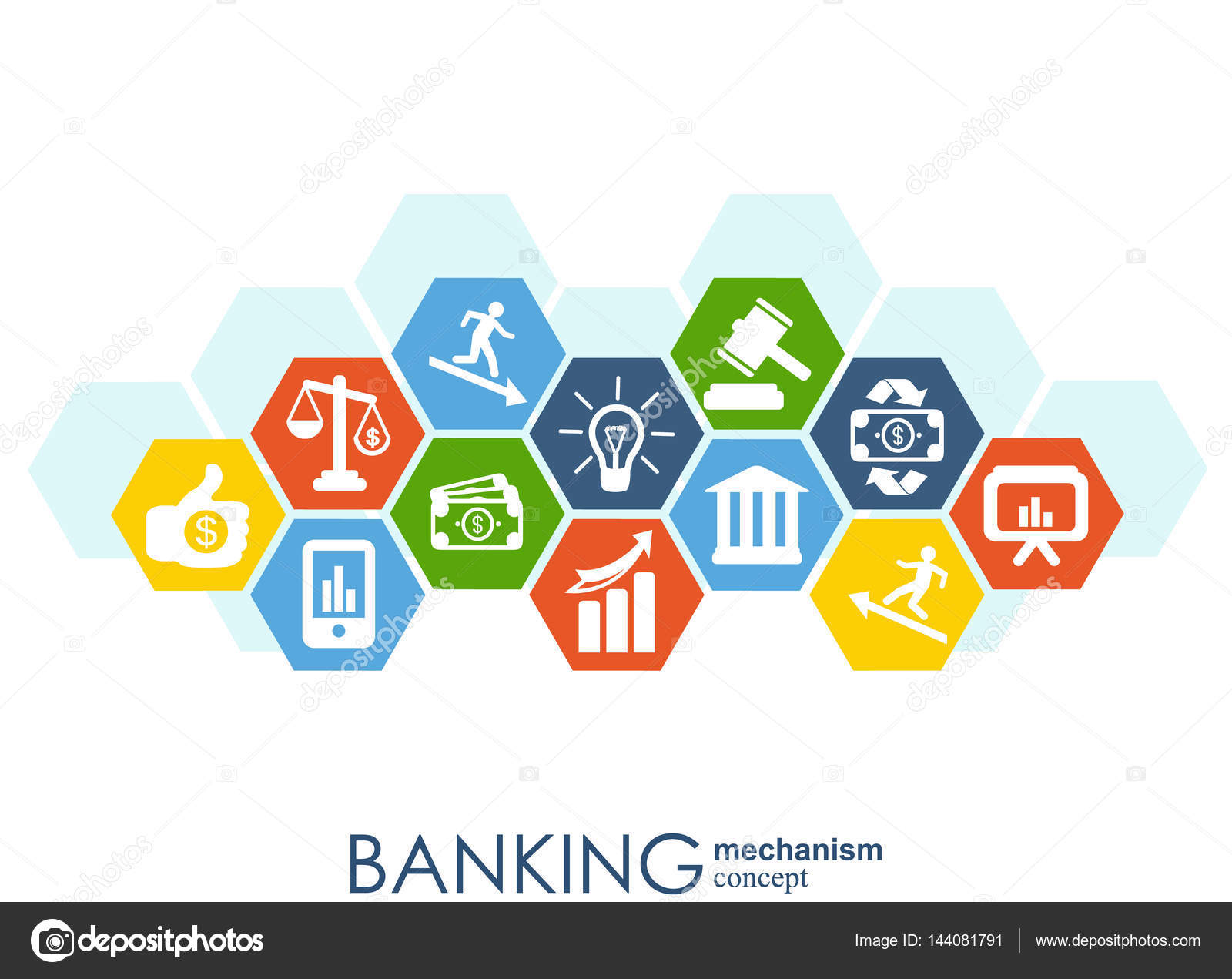 Banking mechanism. Abstract background with connected gears and ...