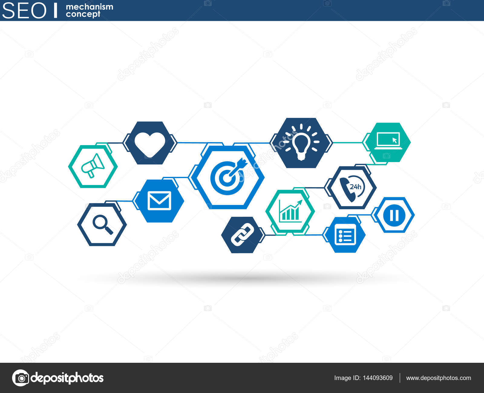 SEO mechanism concept. Abstract background with integrated gears and ... SEO mechanism concept. Abstract background with integrated gears and ...