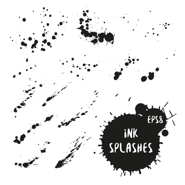 Collection of ink spatter blots, hand made with black indian ink. Stock ...