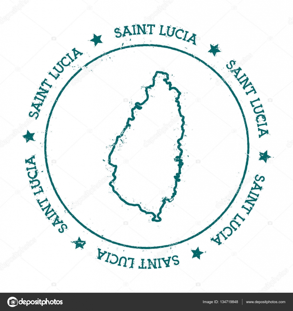 Saint Lucia vector map Distressed travel stamp with text wrapped around ...