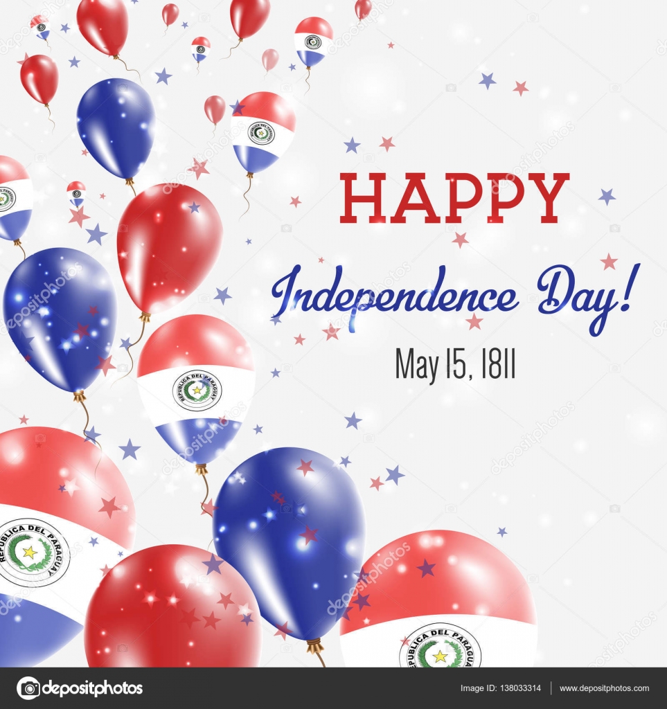 Paraguay Independence Day Greeting Card Flying Balloons in Paraguay ...