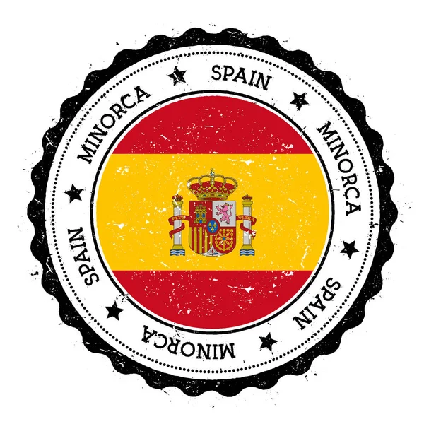 Insignia de la bandera de Menorca Sello de viaje vintage con estrellas ...