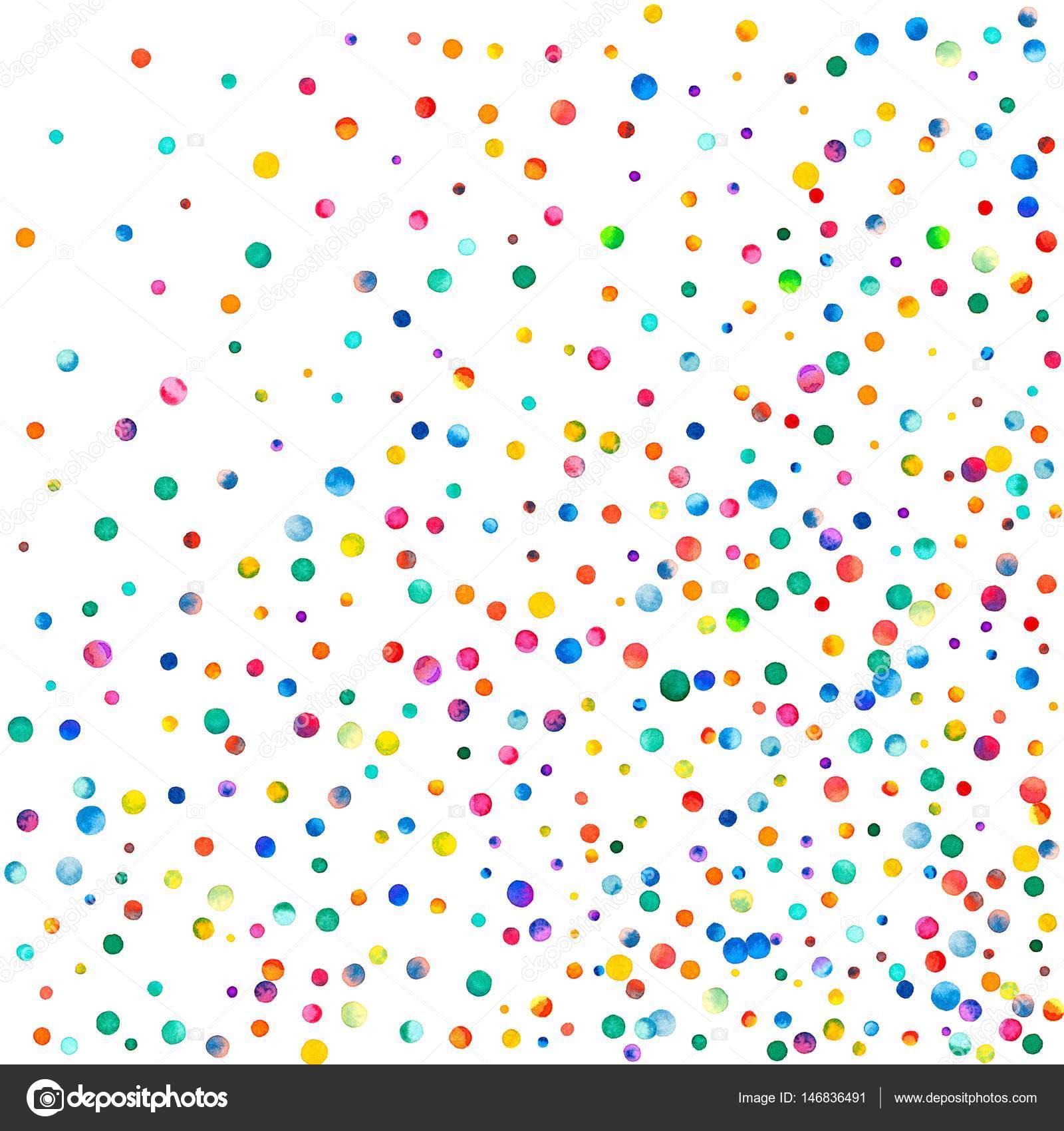 Dense watercolor confetti on white background Rainbow colored ...