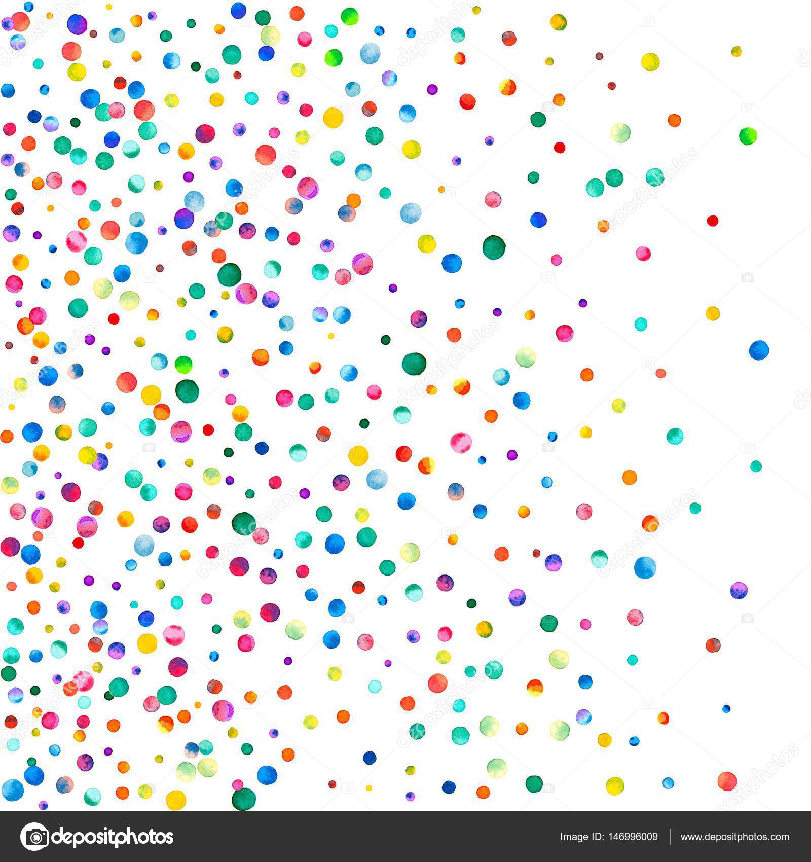 Dense watercolor confetti on white background Rainbow colored ...
