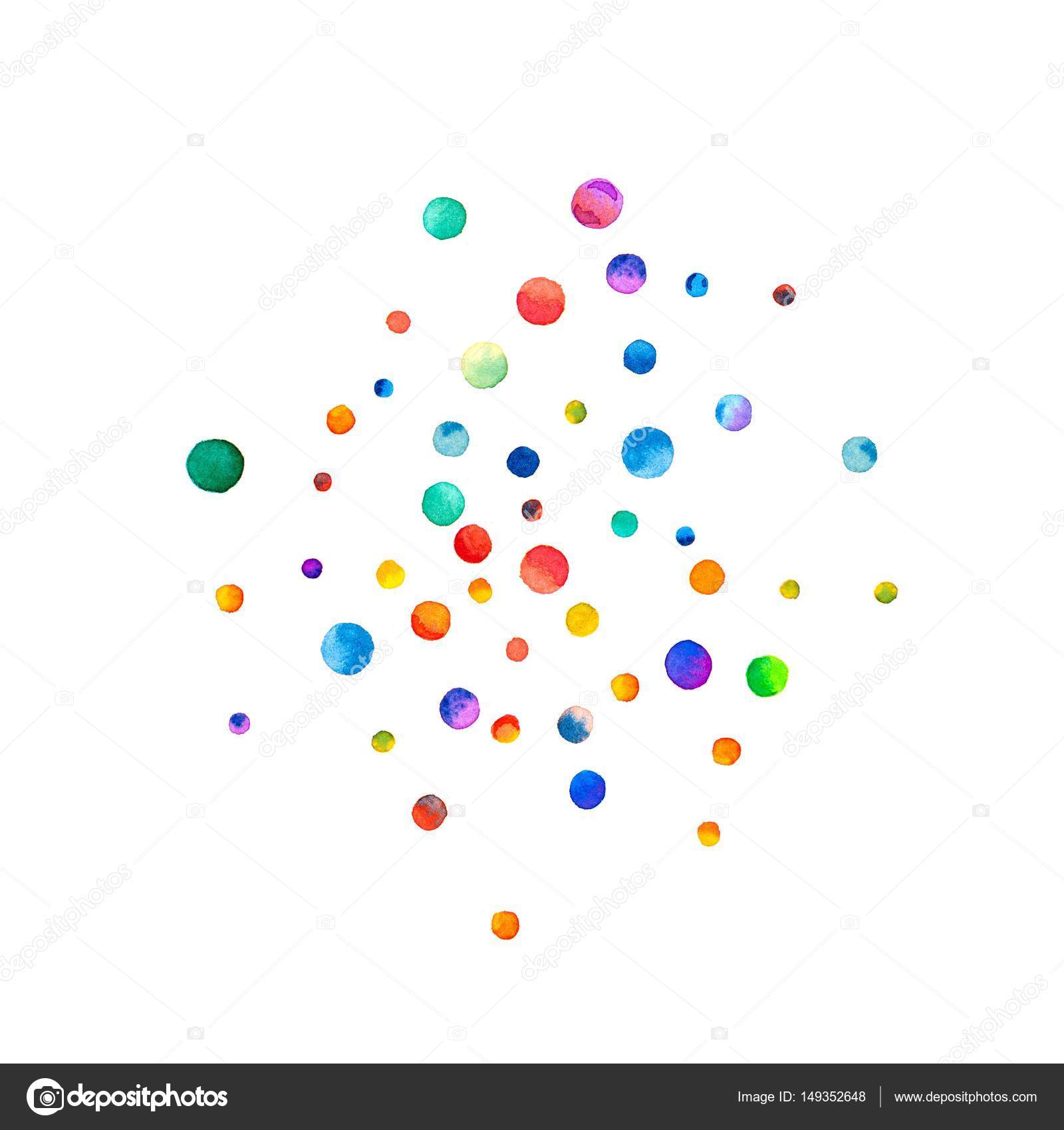 Sparse watercolor confetti on white background Rainbow colored ...