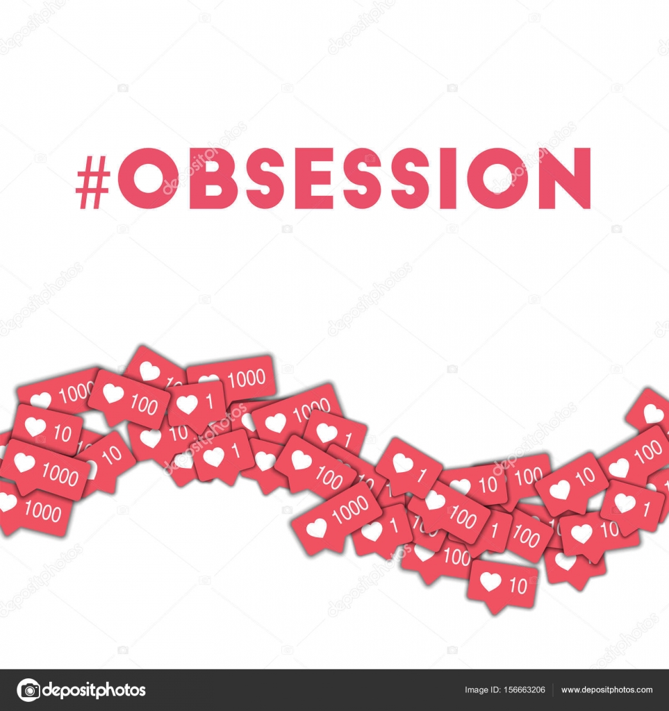 Obsession Social media icons in abstract shape background with pink ...