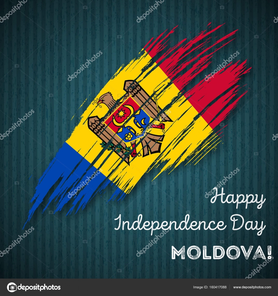 Moldova Independence Day Patriotic Design Expressive Brush Stroke in ...