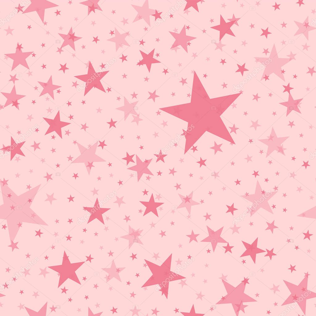 Pink stars seamless pattern on light pink background Pleasant endless ...